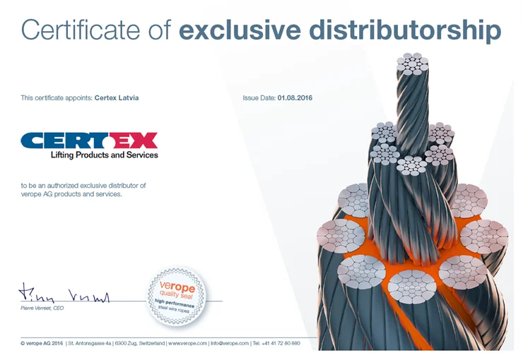 CERTEX official Verope AG wire rope distributor | Certex Latvija